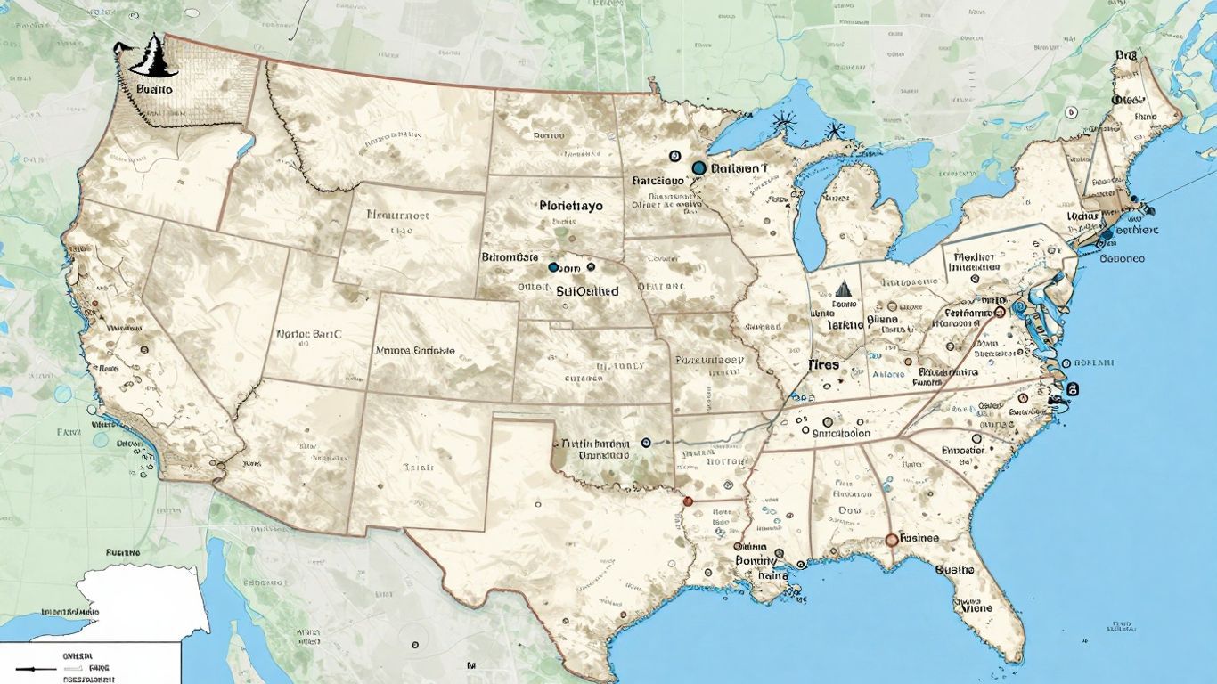 Detailed Map of United States Showing Major Cities and States