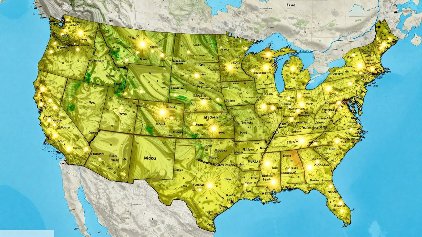 Explore the Map of the United States with Key Cities Highlighted