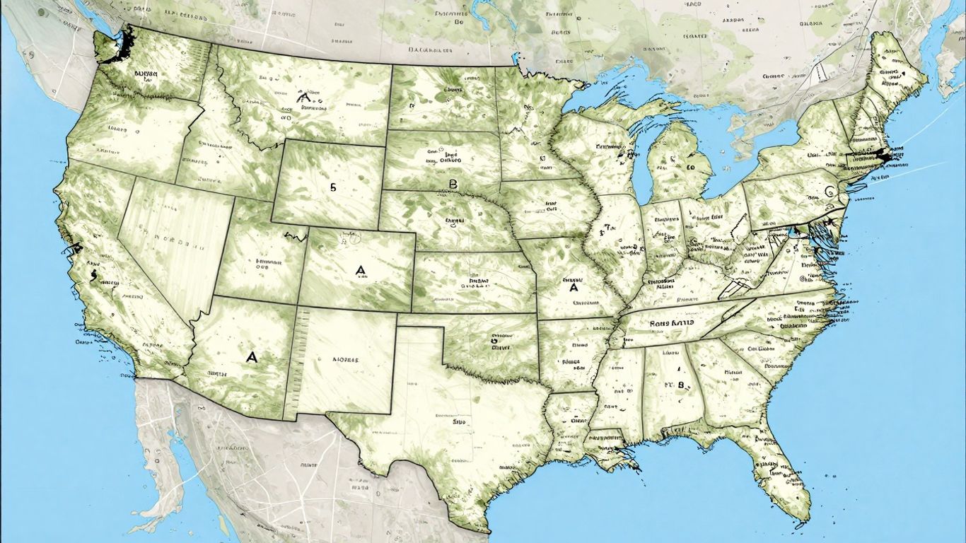 Detailed Map of United States Showing Major Cities and States